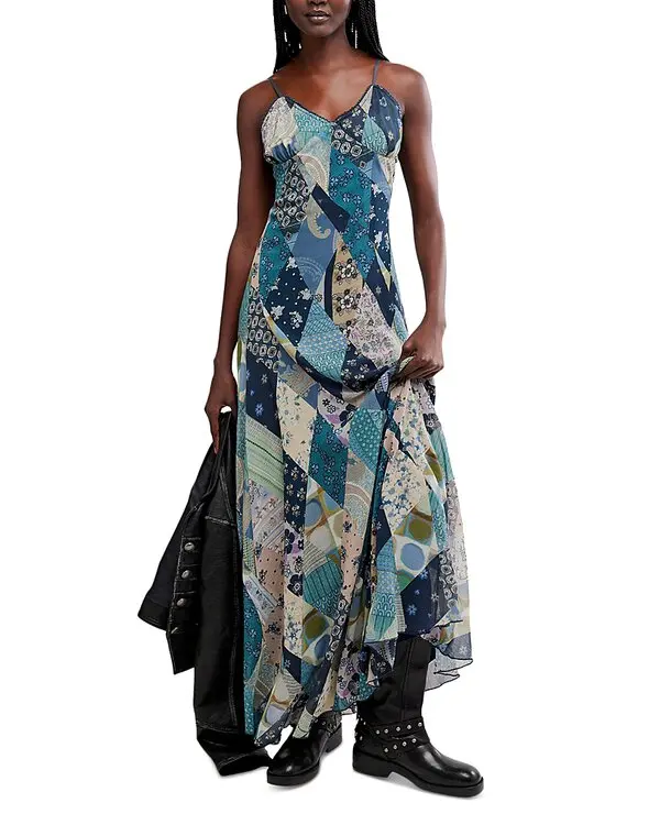 Free People Tis The Season V Neck Maxi Dress - Storm Combo
