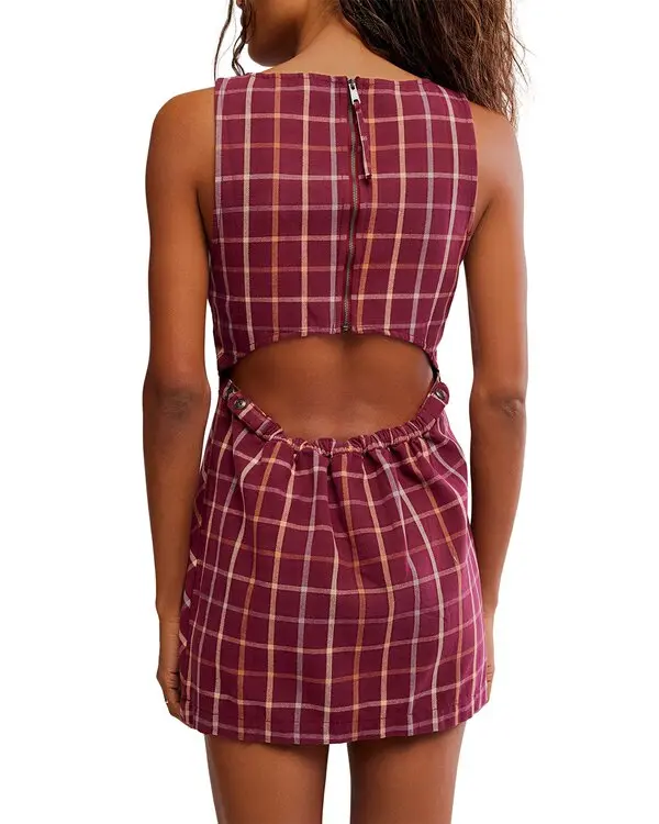 Free People Atlas Plaid Mini Cotton Dress