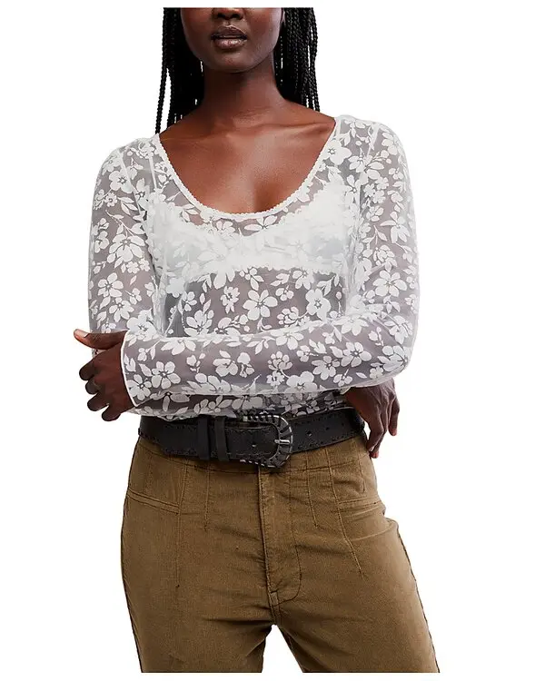 Free People Early Sunsets Layering Lace Top - Ivory