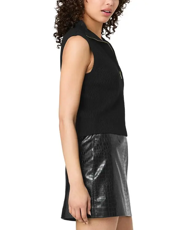 French Connection Marley Knit Half Zip Vest - Black