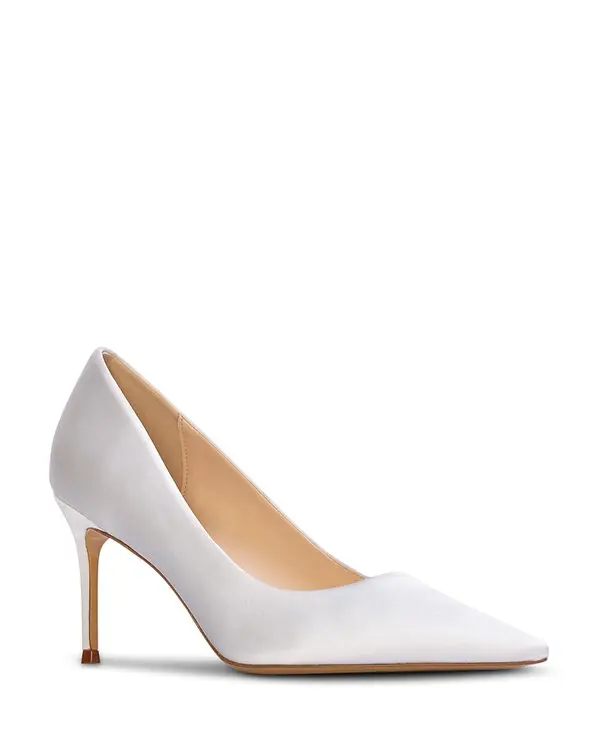BLACK SUEDE STUDIO Pointed Classic Pumps - White Satin