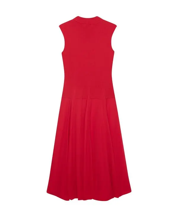 Mint Velvet Sleeveless High Neck Drop Waist Knit Midi Dress