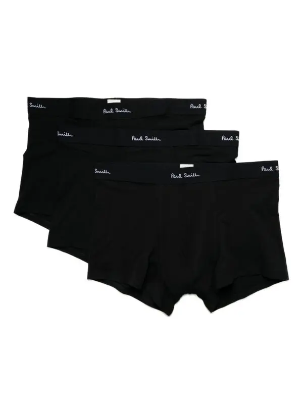 Paul Smith Organic Cotton Logo Waistband Elasticated Waistband Pack Of Three - Black