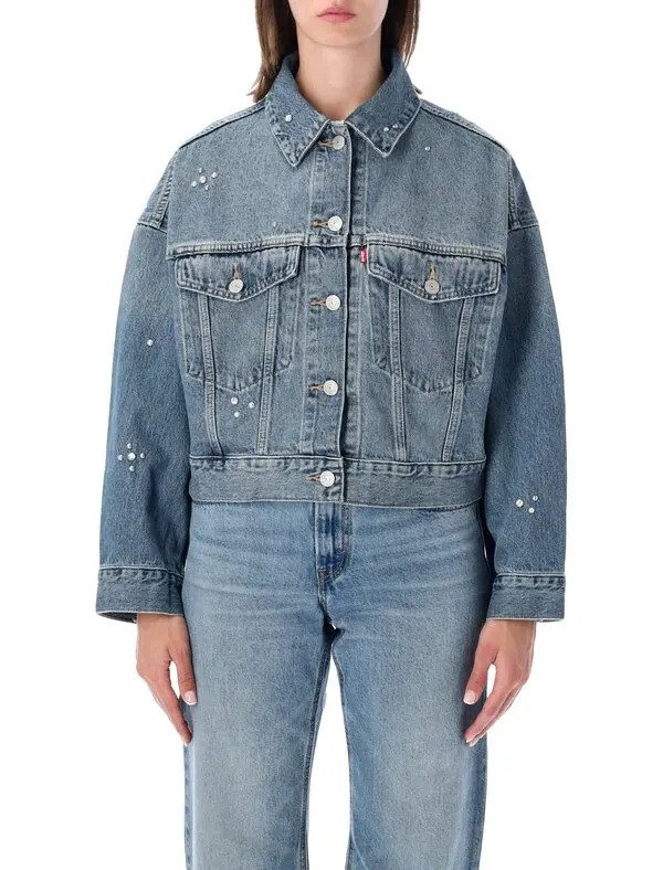 LEVI'S Stud-embellished Relaxed Fit Denim Jacket - Blu