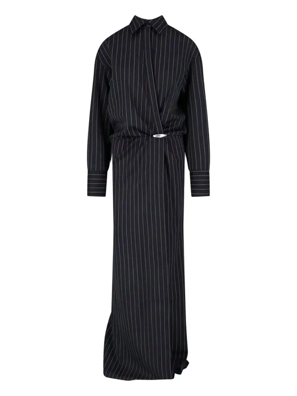 DONDUP Striped Virgin Wool Blend Maxi Dress