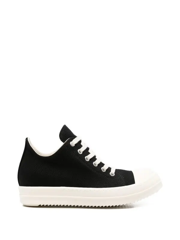 Rick Owens Round Toe Lace-up Sneakers - Black