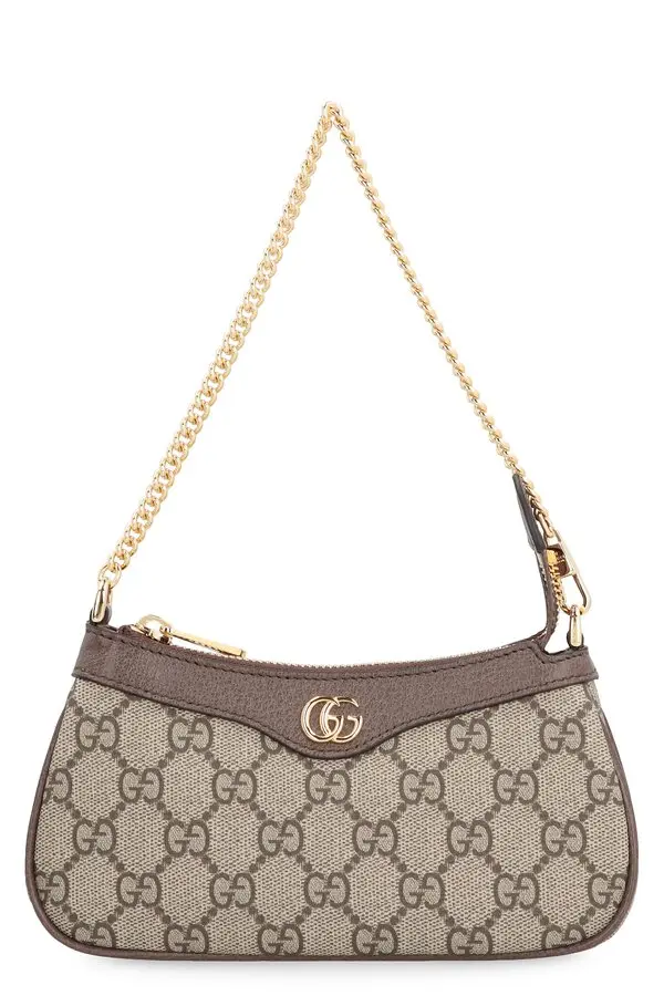 Gucci Ophidia Mini Zip Chain Card Case Bag - Brown