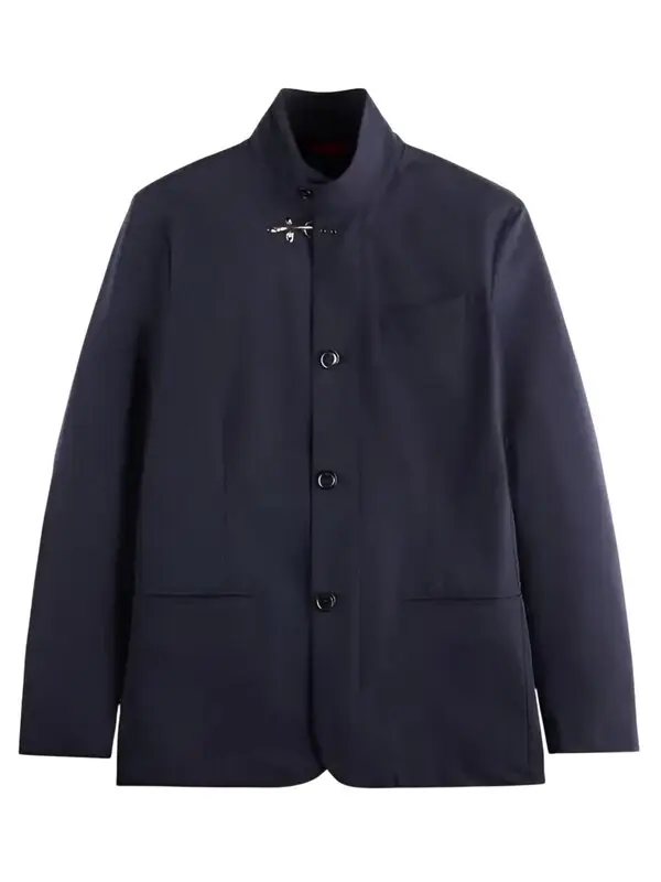 FAY Stand Collar Jacket With Toggle Detail - Navy