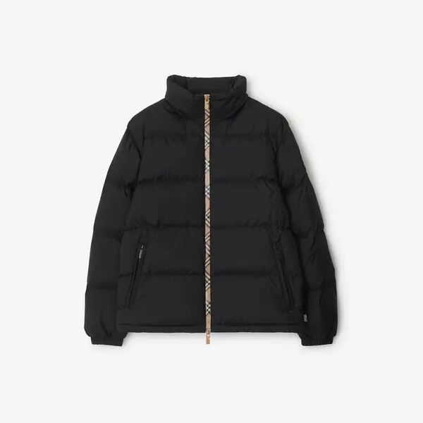 Burberry Two-way Zip Packable Hood Coat With Side Zip Pockets And Drawstring Hem - Nero
