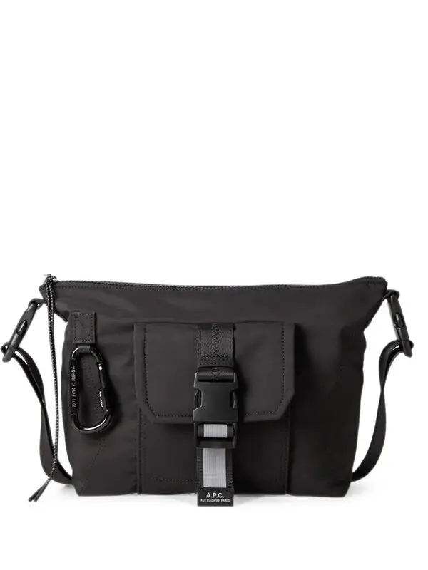 A.p.c. Mini Nylon Crossbody Bag With Buckle And Snap Hook Clasp - Nero
