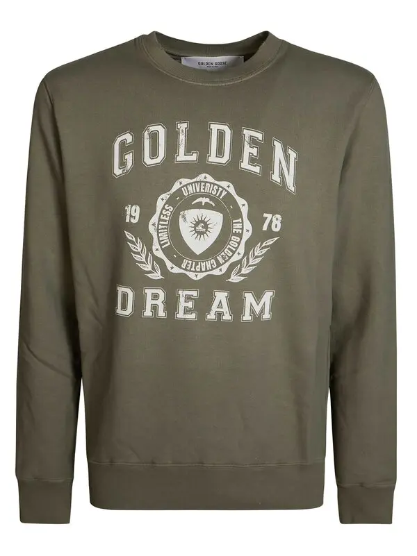 GOLDEN GOOSE Casual Vintage-style Sweatshirt With Graphic Print - Verde