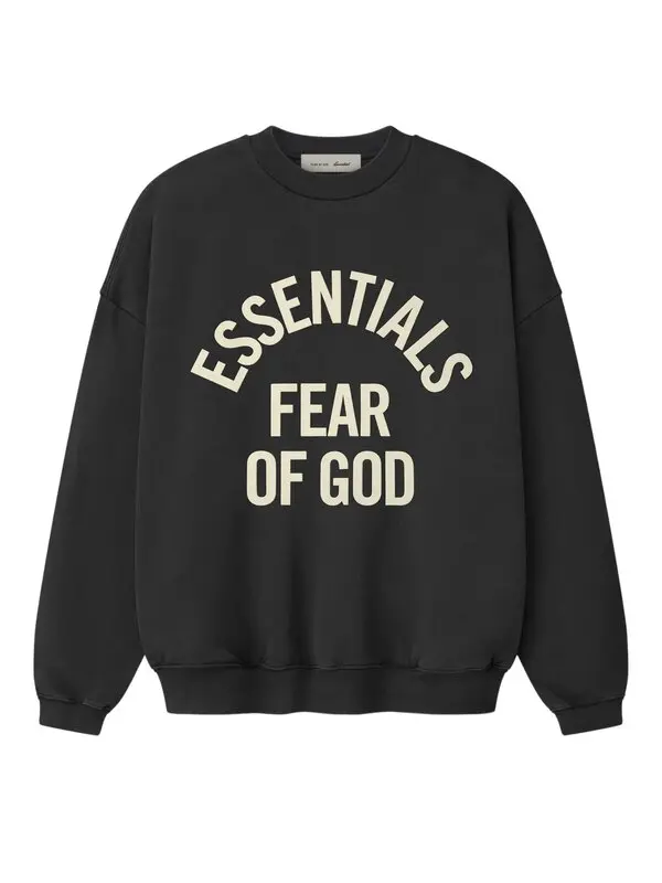 ESSENTIALS Crewneck Sweatshirt With Logo - Black
