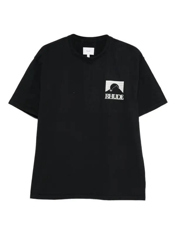 Rhude Logo Crewneck T-shirt With Chest & Back Print - Nero