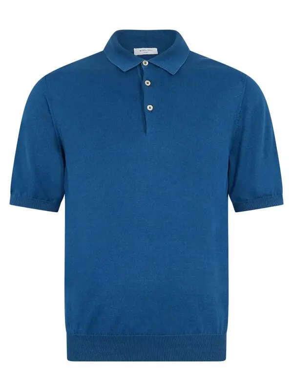 Boglioli Knit Short-sleeve Polo Shirt - Navy