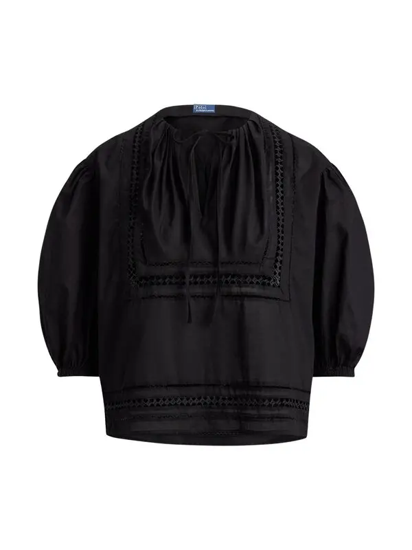 Ralph Lauren Embroidered Puff-sleeve Peasant Blouse
