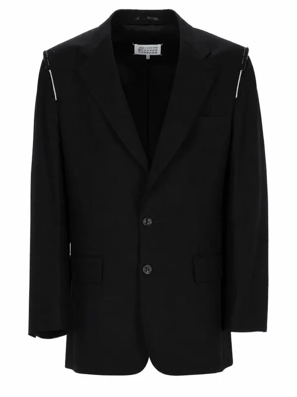 MAISON MARGIELA 100% Virgin Wool Notch Lapel Jacket - Black