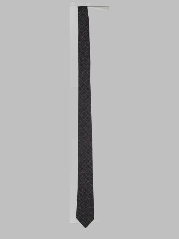 LARDINI Silk Patterned Neck Tie - Black