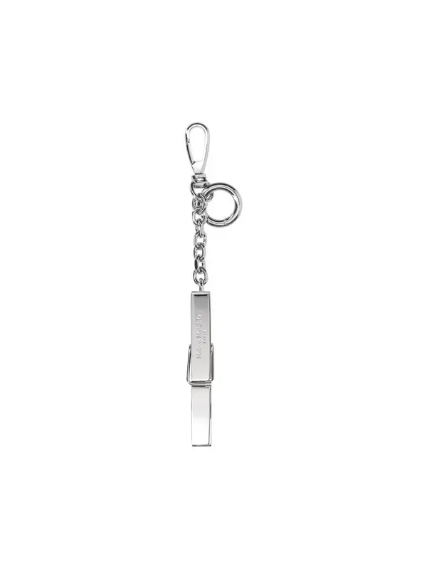 MAISON MARGIELA Ovine Leather Keychain With Hardware Detail - Silver
