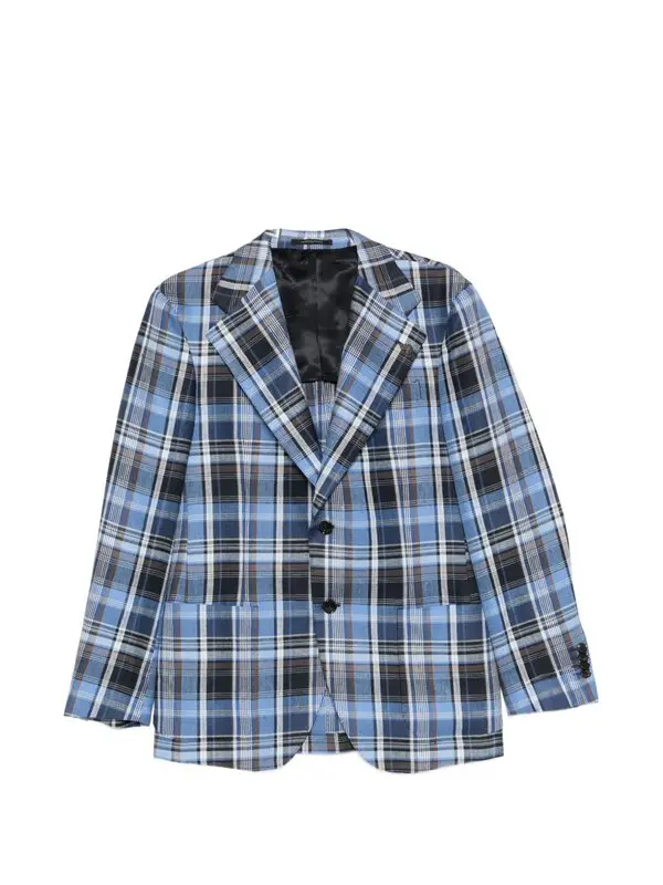 GABRIELE PASINI Plaid Linen Blazer - Navy