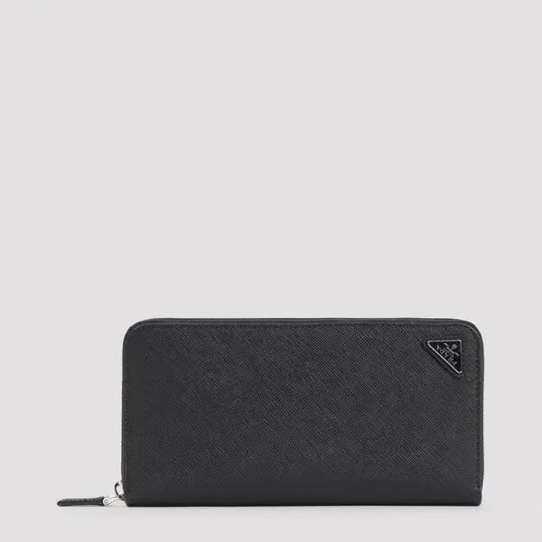 Prada Saffiano Mini Zip-around Wallet, 20cm X 10cm X 2cm - Black
