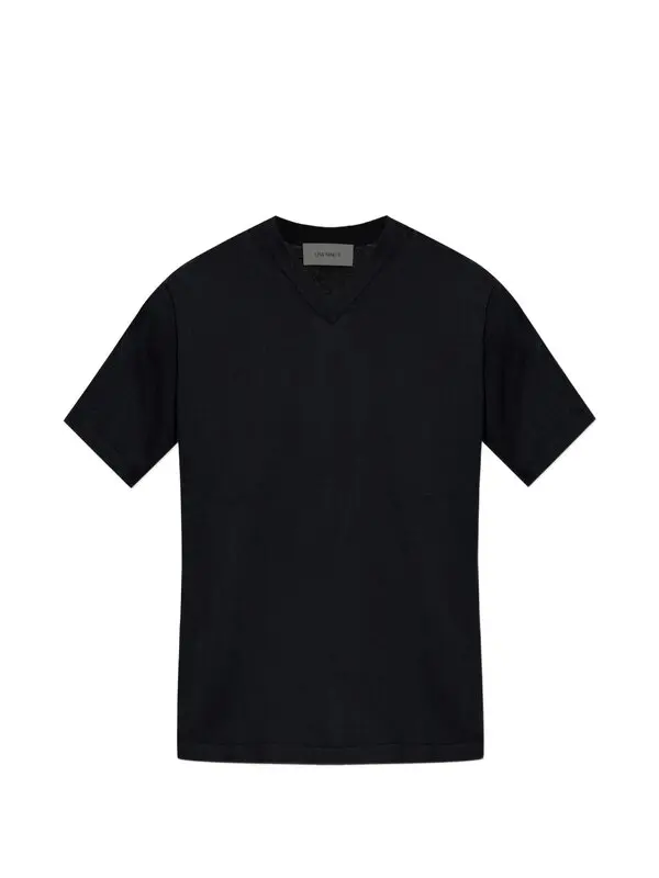 LISA YANG V-neck Short Sleeve Cashmere-cotton T-shirt - Nero