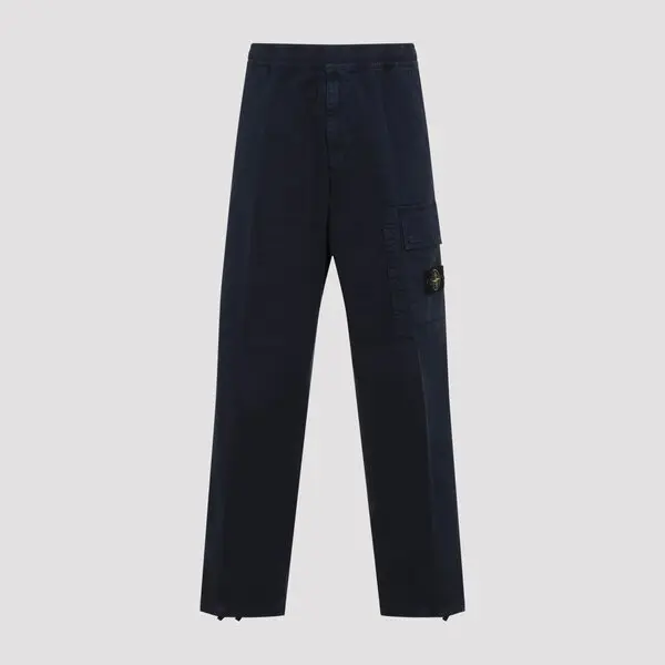 Stone Island Regular Straight-leg Cotton Trousers With Stretch - Blue