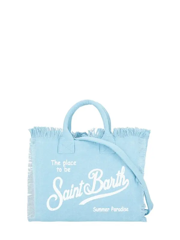 MC2 SAINT BARTH Tote Bag With Fringed Edges - Light Blue