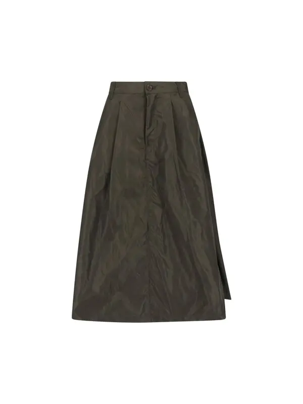 Aspesi Polished Polyester Midi Skirt - Green