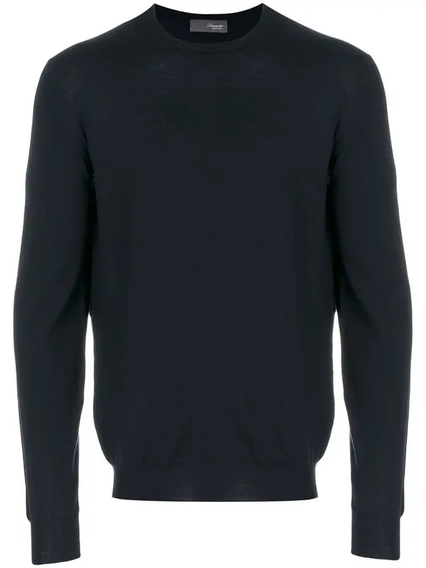DRUMOHR Merino Wool 140's Fine Knit Crewneck Pullover - Grey