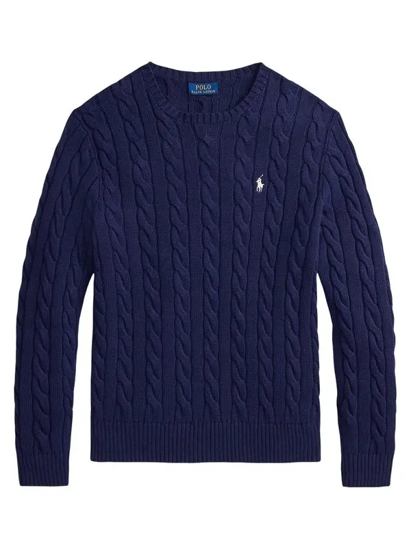 Ralph Lauren Classic Cotton Cable Knit Sweater - Navy