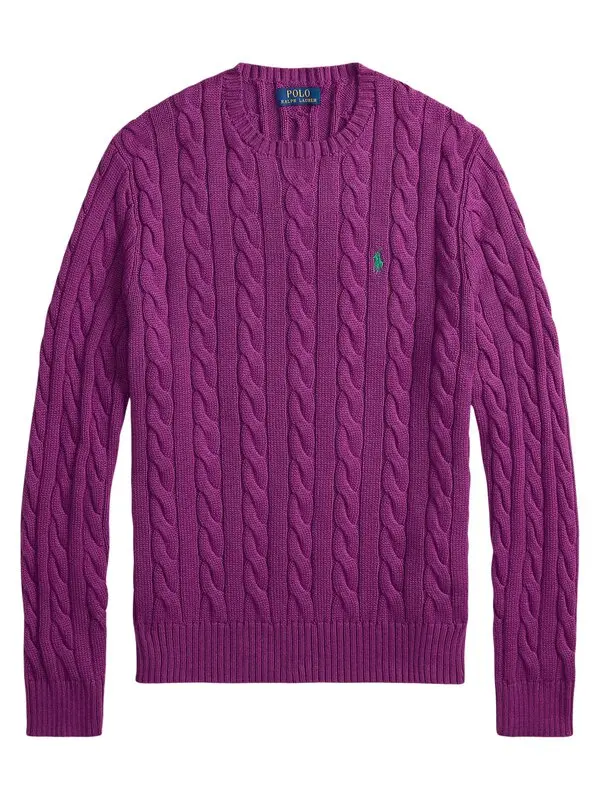 Ralph Lauren Cable Knit Crewneck Sweater - Violet
