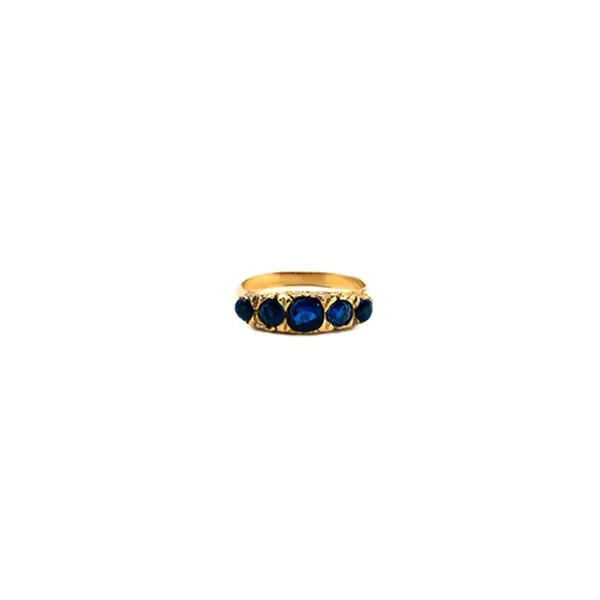 MARTELIÈ Gold / Blue Gold Antique Style Ring With Synthetic Brilliant Cut Sapphire - Gold/blue