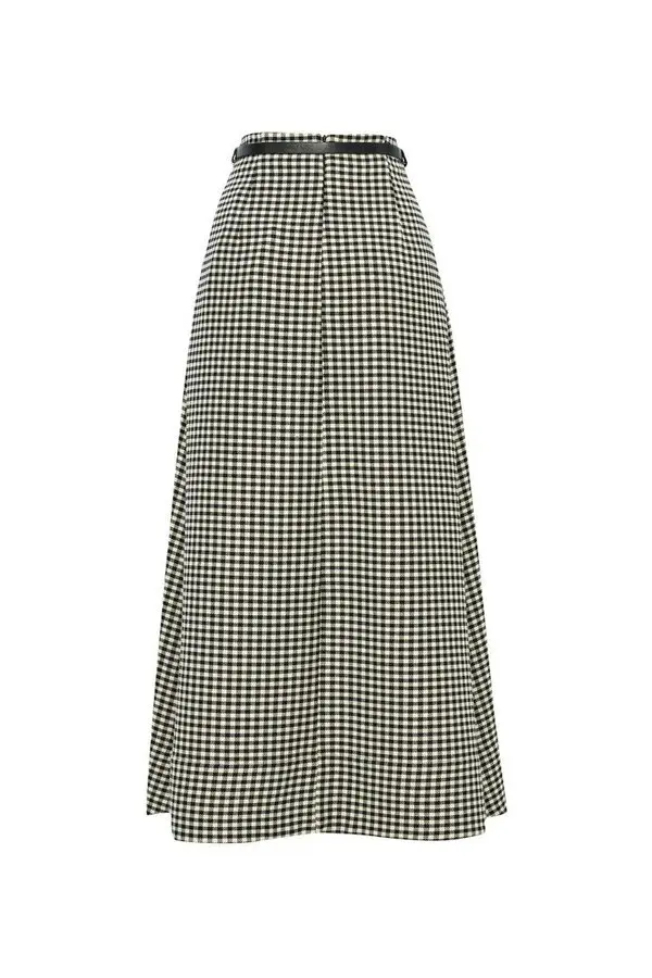 EXQUISE Neutrals / Adesina A Line Midi Skirt Ecru - Grey