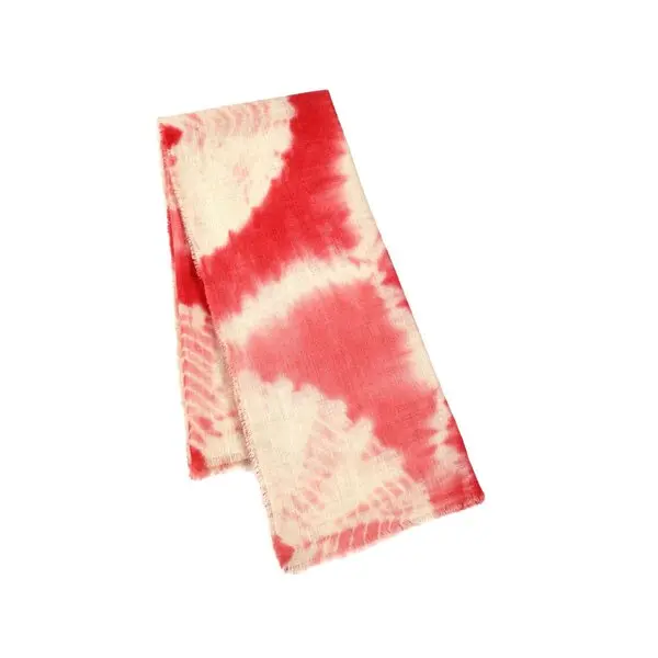 HERITAGEMODA White / Red Handmade Cashmere Square Scarf – Red & White Tie-dye Luxury Wrap - White/red