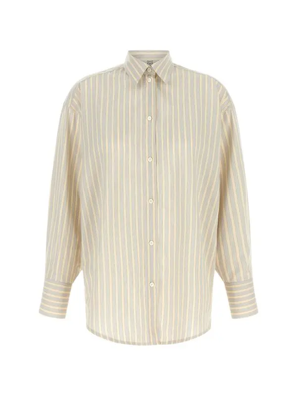 TOTEME Striped Oversized Shirt - Yellow
