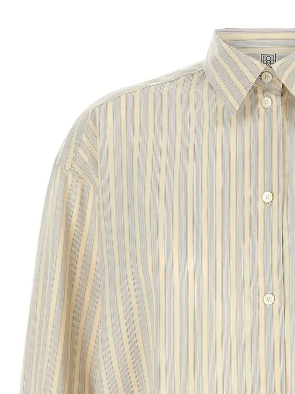 TOTEME Striped Oversized Shirt - Yellow