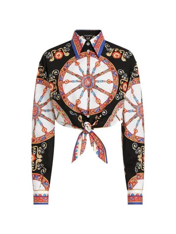 Dolce & Gabbana Carretto Print Cotton Shirt - Black
