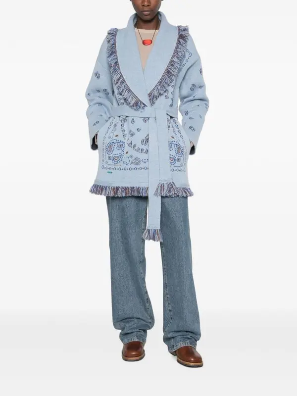 Alanui Bandana Paisley Intarsia Cashmere Cardigan