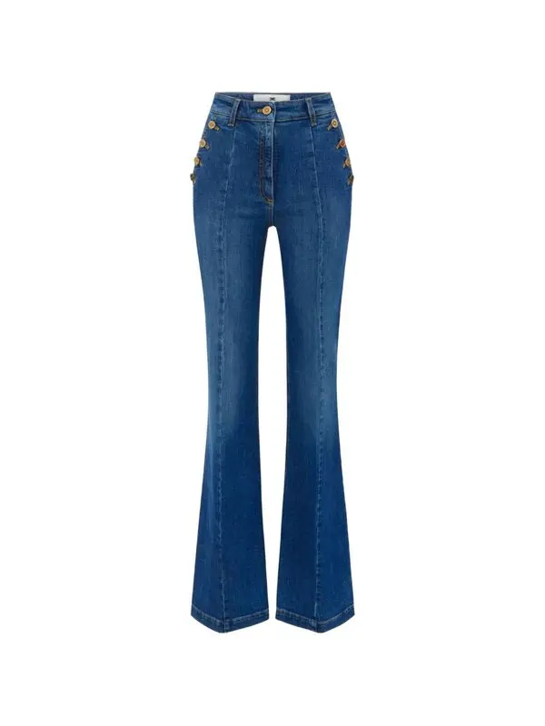 Elisabetta Franchi Flared Leg Denim Jeans - Blue
