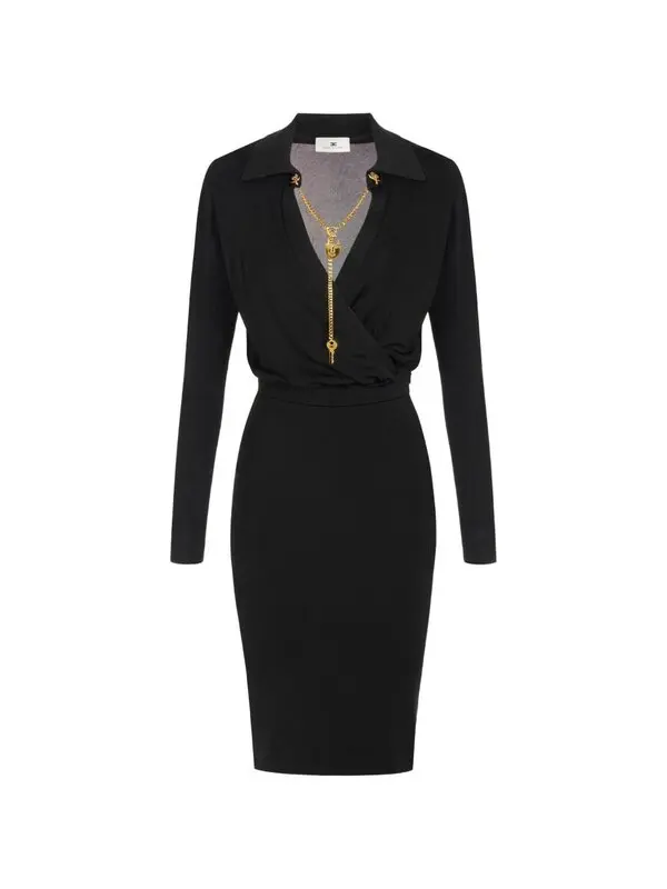 Elisabetta Franchi Midi Dress - Black