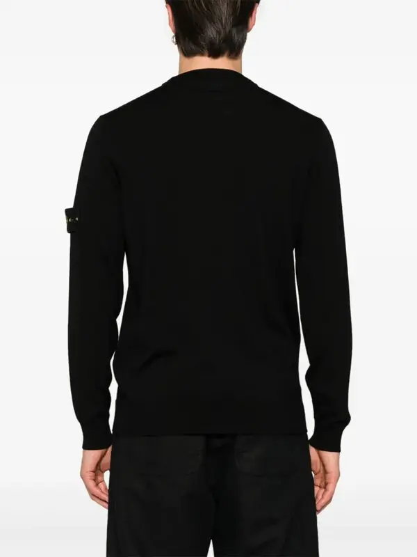 Stone Island Virgin Wool Crewneck Sweater - Black
