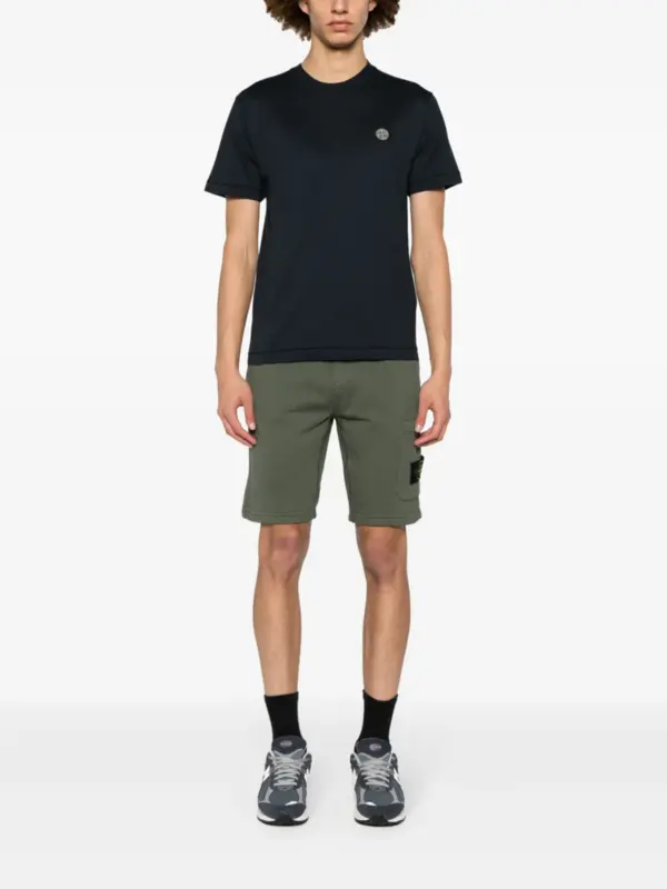 Stone Island Logo Cotton T-shirt - Blue