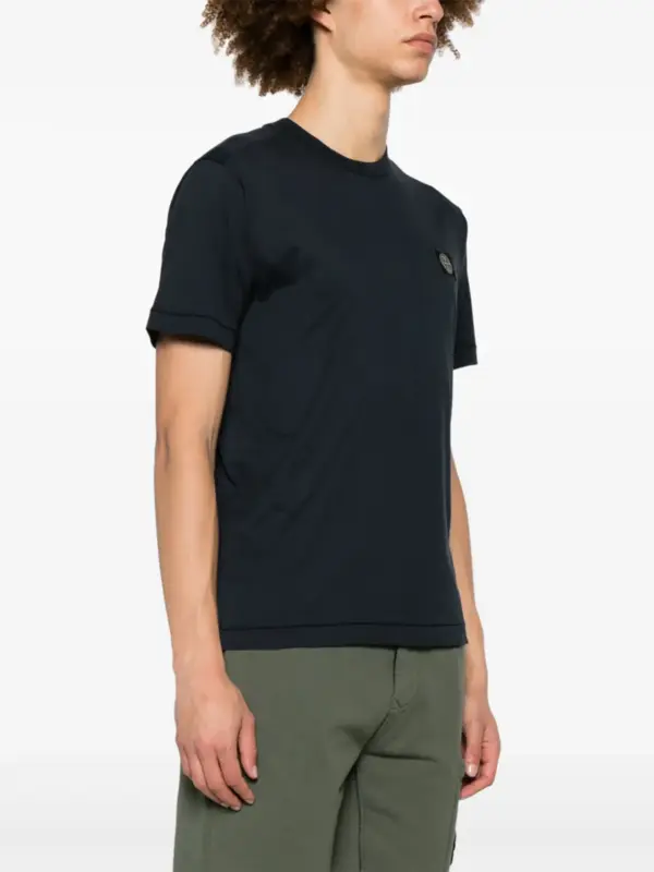 Stone Island Logo Cotton T-shirt - Blue