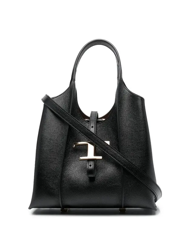 TOD'S Mini Leather Shopping Bag - Black