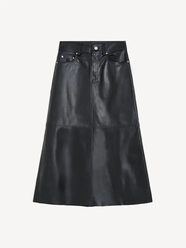 BY MALENE BIRGER Solene Leather A-line Skirt - Black