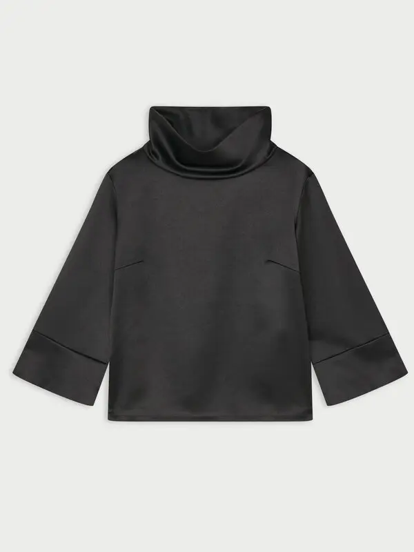 BY MALENE BIRGER Vica Voluminous Turtleneck Blouse - Black