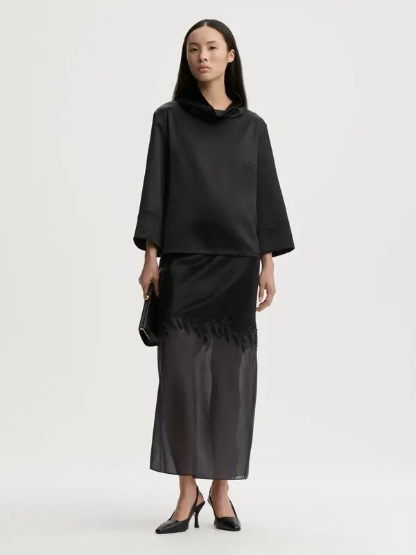 BY MALENE BIRGER Vica Voluminous Turtleneck Blouse - Black