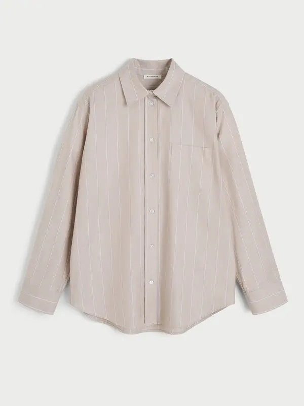 BY MALENE BIRGER Audrey Organic Cotton Shirt - Beige Herringbone