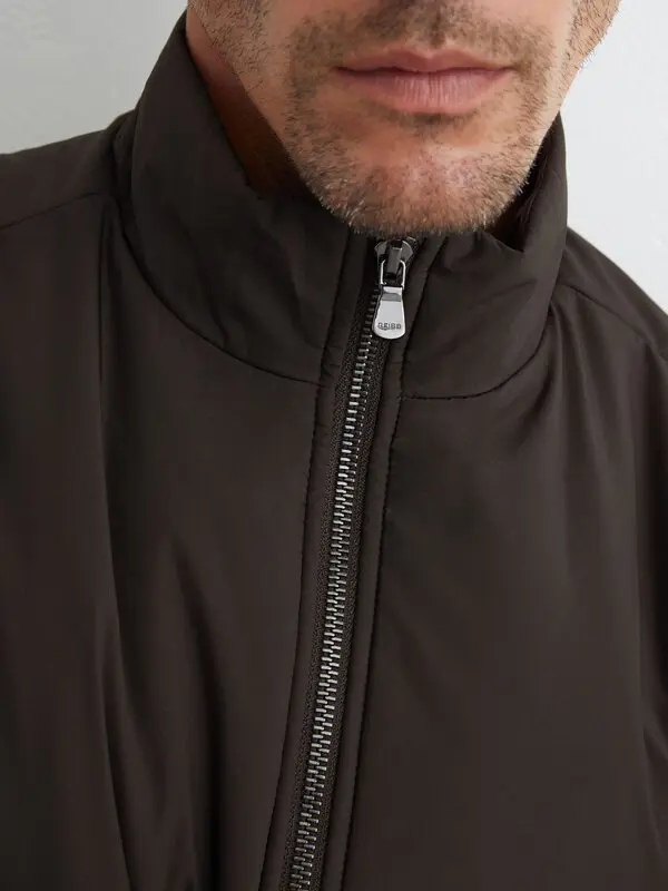 REISS Axel Technical Padded Zip-through Gilet - Dark Brown