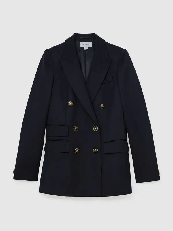 REISS Lauryn Petite Wool-blend Twill Double-breasted Blazer
